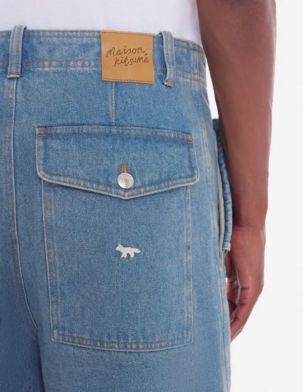 Maison Kitsuné Fox Embroidered Wide-leg Jeans