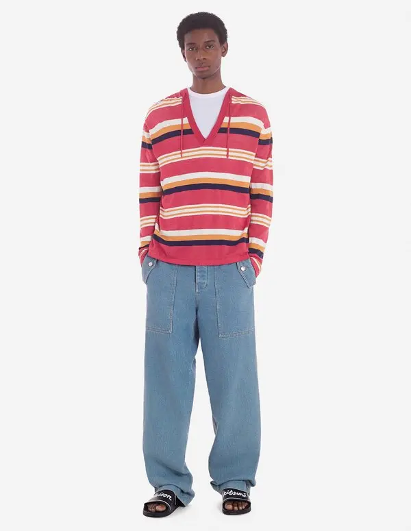 Maison Kitsuné Fox Embroidered Wide-leg Jeans