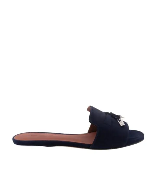 Loro Piana Flat Open-toe Sandals With My Charms Ribbon Detail - Black