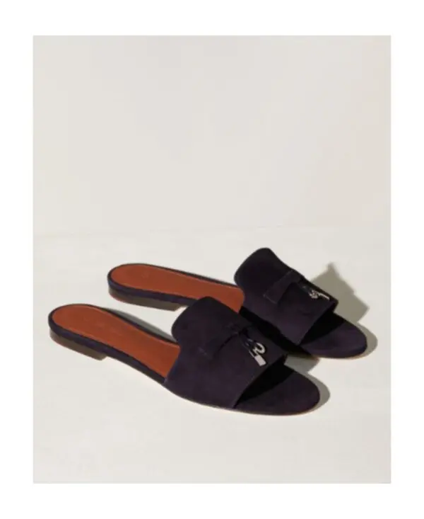 Loro Piana Flat Open-toe Sandals With My Charms Ribbon Detail