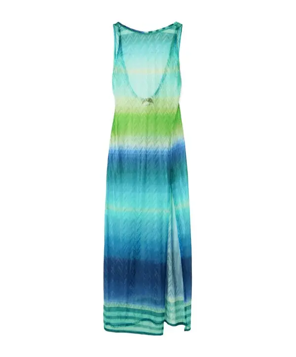 Missoni Crochet Knit Maxi Dress With Dégradé Print - Blue