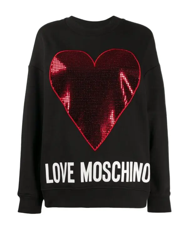 Moschino Sequined Heart Logo Sweater