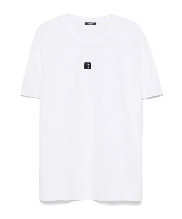 Balmain Logo Embroidered Crewneck T-shirt - White