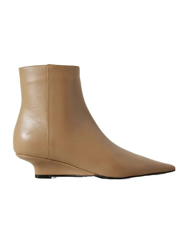 TOTEME The Sharp Leather Ankle Boots - Brown