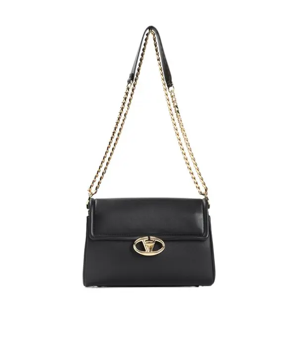 Valentino Garavani Vlogo Signature Foldover Top Shoulder Bag - Black