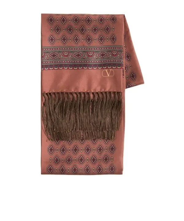 Valentino Garavani Printed Silk Scarf - Brown