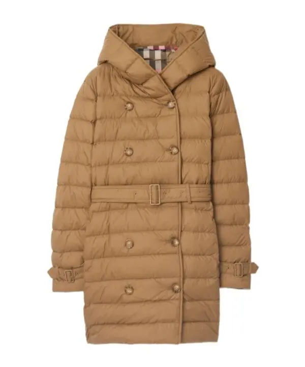 Burberry Short Nylon Hooded Puffer Coat - Taupe
