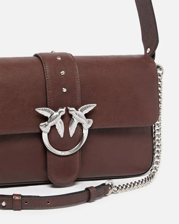 Pinko Medium Leather Classic Love Slouchy Shoulder Bag