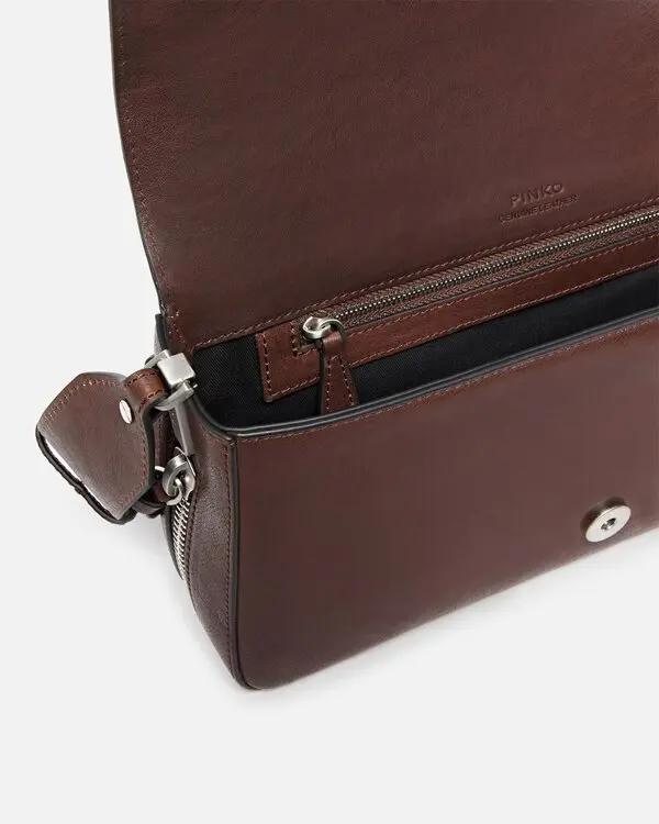 Pinko Medium Leather Classic Love Slouchy Shoulder Bag
