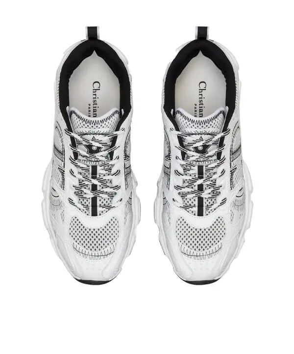 Dior Chrono Sneakers With Graphic Detailing - White/black