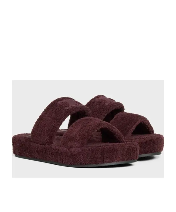Celine Triomphe Open-toe Slippers - Red
