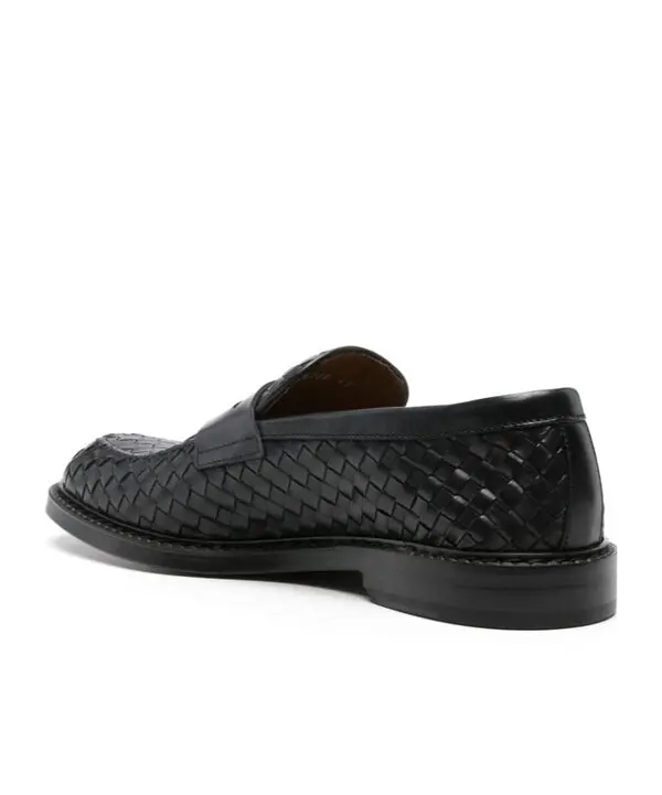 DOUCAL'S Woven Embossed Loafers - Black