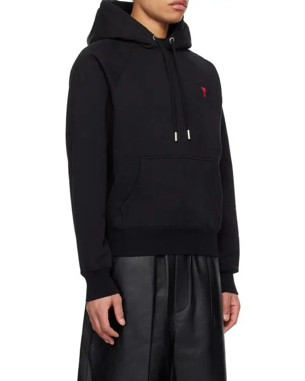 AMI Paris De Coeur Drawstring Hoodie - Black