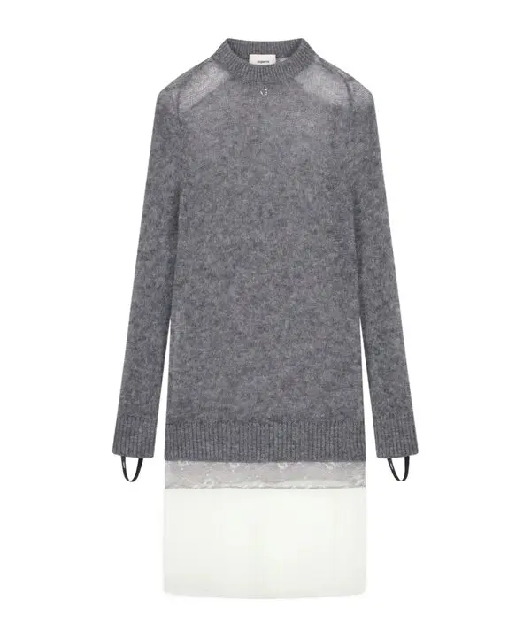 Coperni Knitted Patchwork Dress With Lace Trim