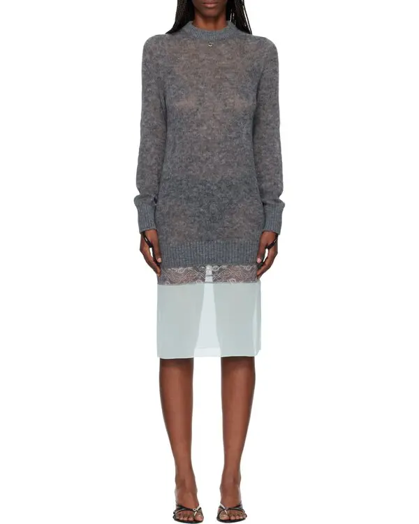Coperni Knitted Patchwork Dress With Lace Trim