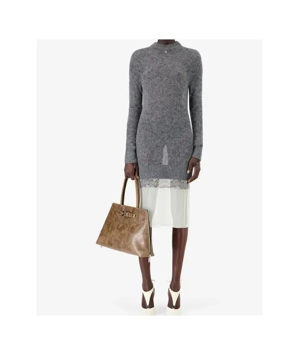 Coperni Knitted Patchwork Dress With Lace Trim