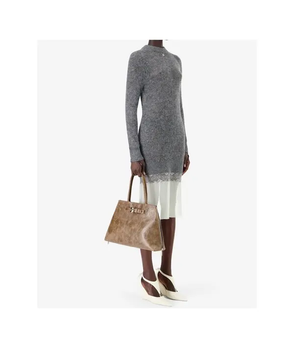 Coperni Knitted Patchwork Dress With Lace Trim