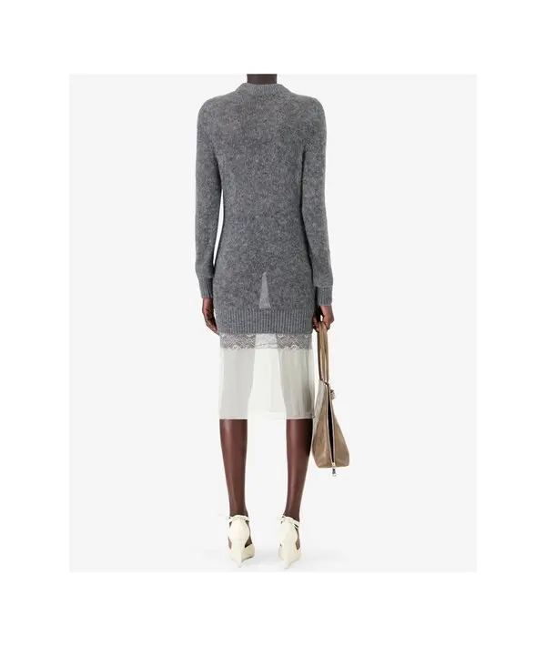 Coperni Knitted Patchwork Dress With Lace Trim