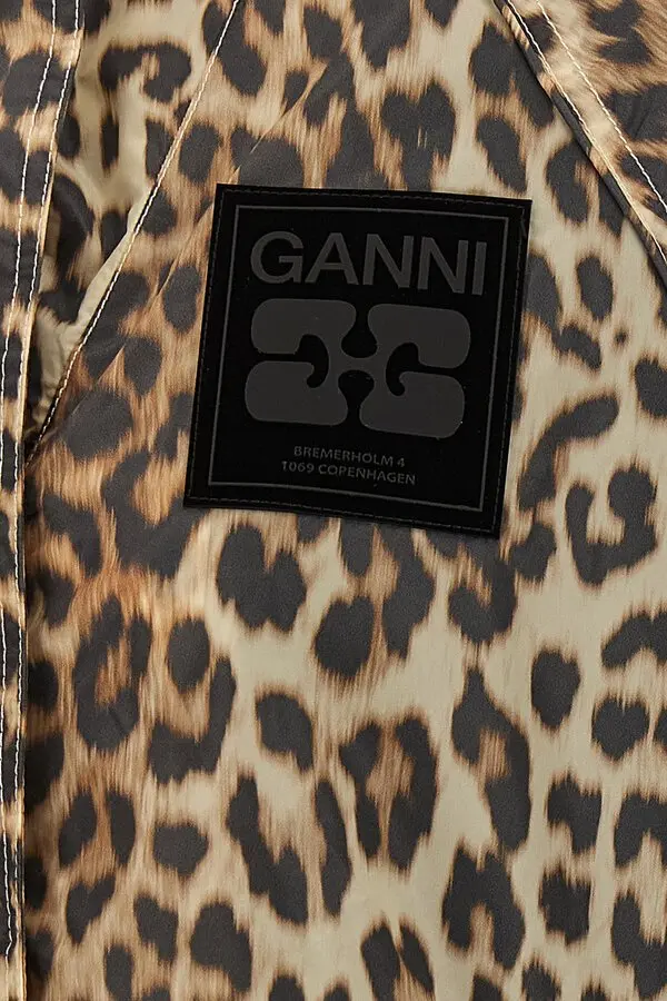 GANNI Leopard Print Hooded Jacket - No