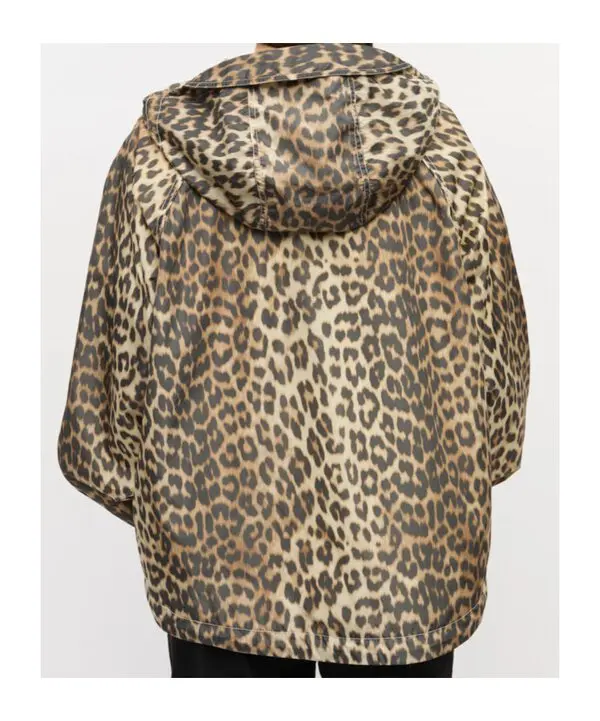 GANNI Leopard Print Hooded Jacket - No