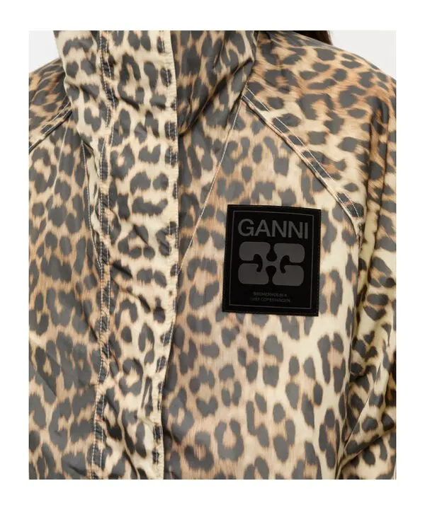 GANNI Leopard Print Hooded Jacket - No