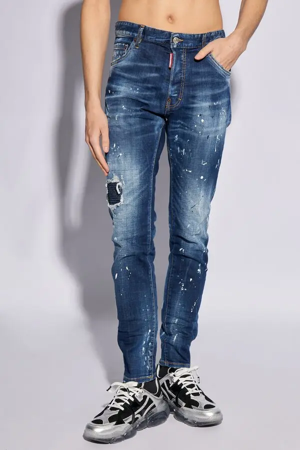 Dsquared2 Cool Guy Mid-rise Embellished Distressed Jeans - Blue