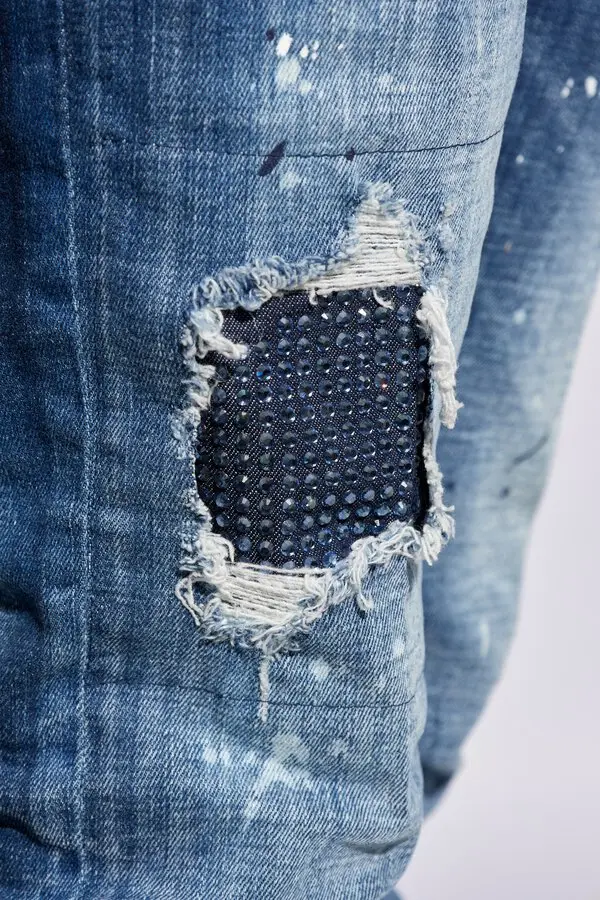 Dsquared2 Cool Guy Mid-rise Embellished Distressed Jeans - Blue