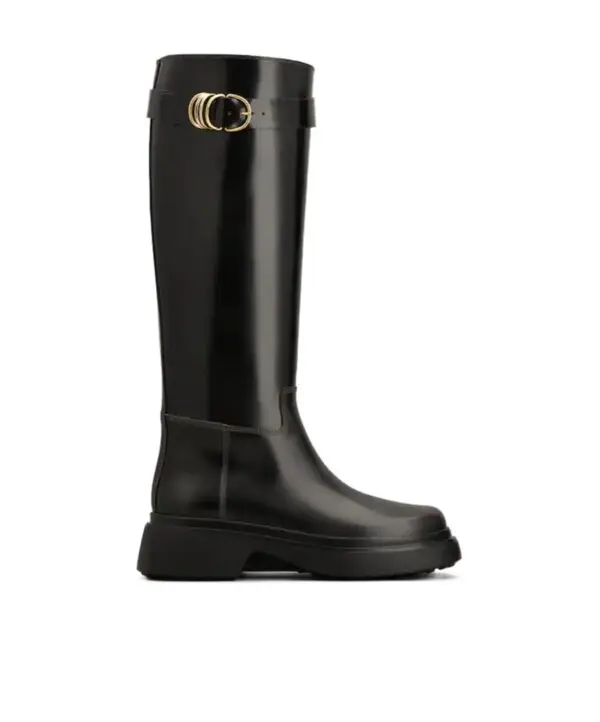 TOD'S Knee High Chunky Boots With Buckled Straps