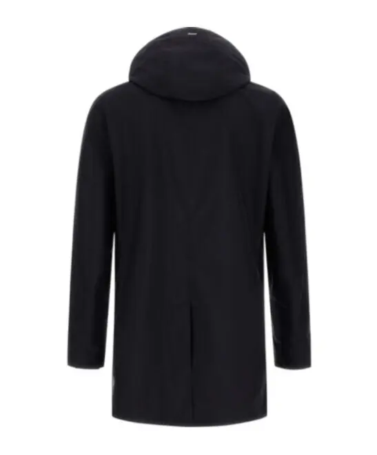 Herno Hooded Concealed-fastening Raincoat - Black