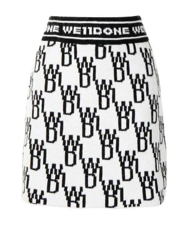 We11Done Logo Knit Mini Skirt - White