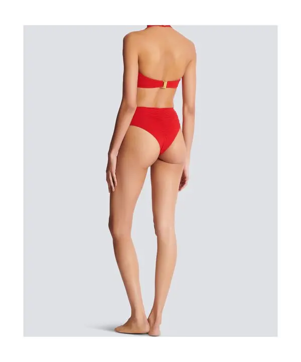 Balmain Halterneck Bow Front Two-piece Swimsuit - Red