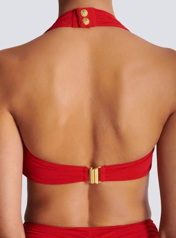 Balmain Halterneck Bow Front Two-piece Swimsuit - Red