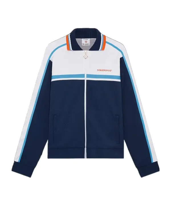 Casablanca Graphic Print Long Sleeve Zip Up Jacket - Blue