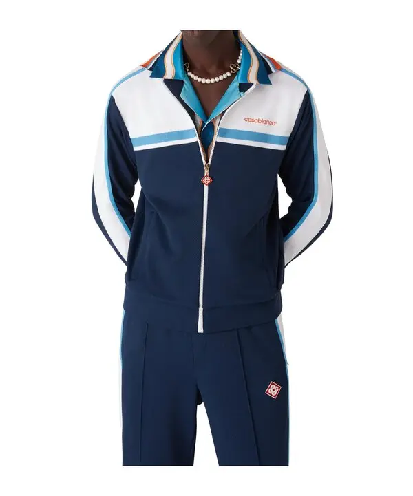 Casablanca Graphic Print Long Sleeve Zip Up Jacket