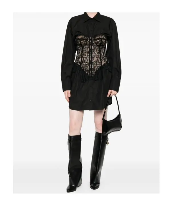 Giuseppe Di Morabito Lace Trim Corset Shirt Mini Dress