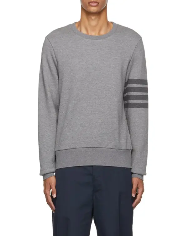 Thom Browne 4-bar Striped Crewneck Sweatshirt - Medium Gray