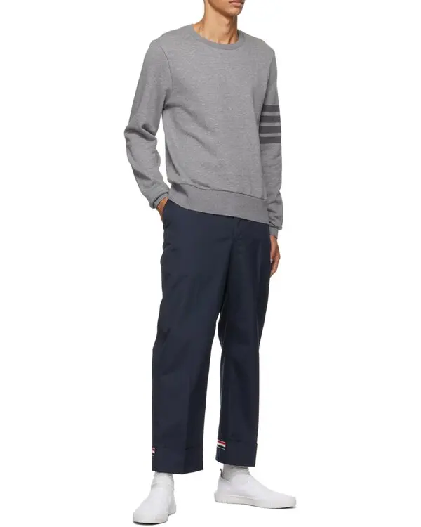 Thom Browne 4-bar Striped Crewneck Sweatshirt - Medium Gray