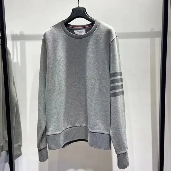 Thom Browne 4-bar Striped Crewneck Sweatshirt - Medium Gray