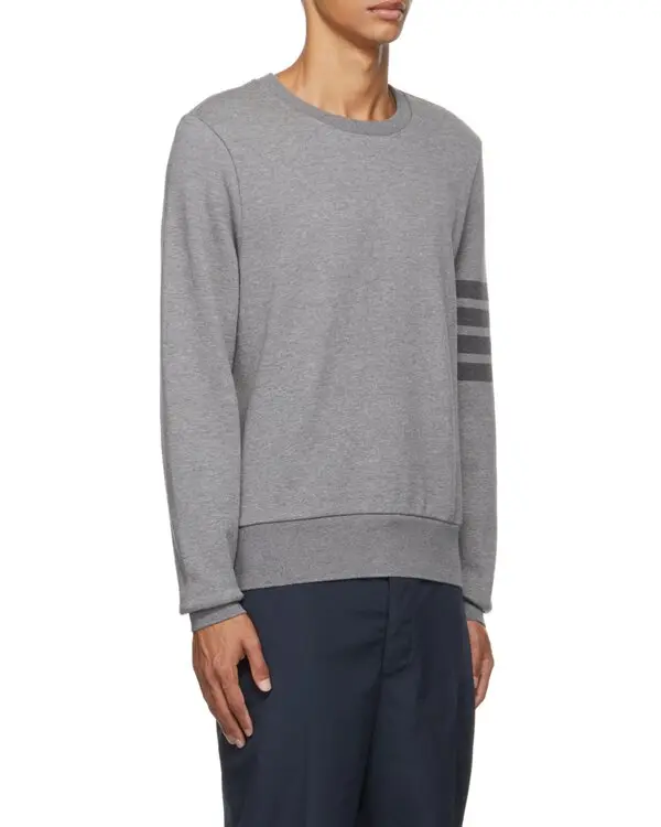 Thom Browne 4-bar Striped Crewneck Sweatshirt - Medium Gray