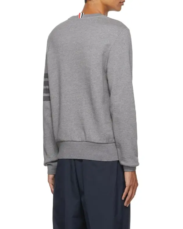 Thom Browne 4-bar Striped Crewneck Sweatshirt - Medium Gray
