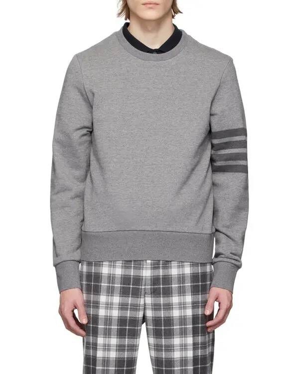 Thom Browne 4-bar Striped Crewneck Sweatshirt - Medium Gray