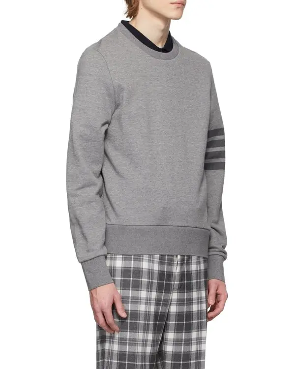 Thom Browne 4-bar Striped Crewneck Sweatshirt - Medium Gray