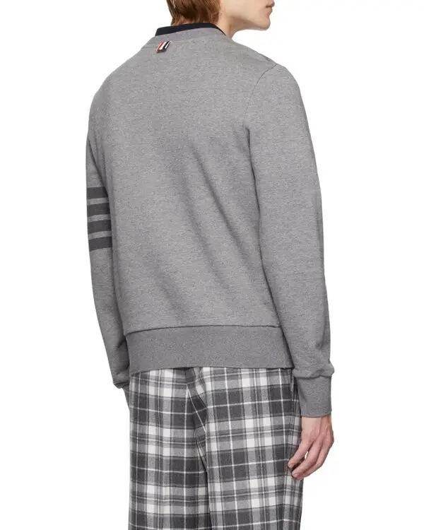 Thom Browne 4-bar Striped Crewneck Sweatshirt - Medium Gray
