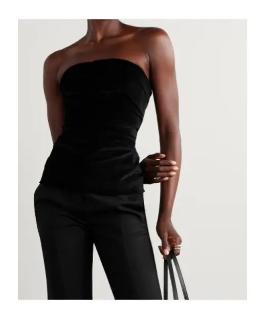 Tove Izel Strapless Velvet Top - Black