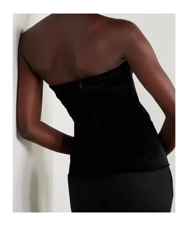 Tove Izel Strapless Velvet Top - Black