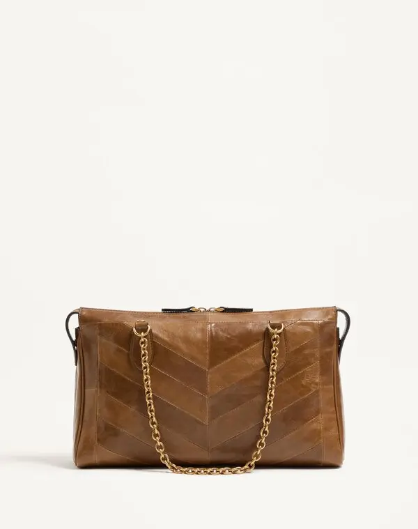 Valentino Garavani Panthea Logo Plaque Quilted Shoulder Bag - Brown