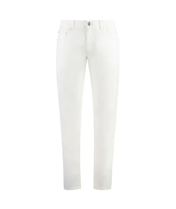 Etro Logo Patch Straight Leg Jeans - White