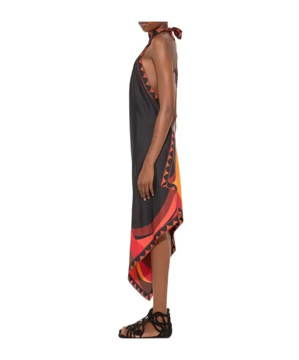 Emilio Pucci Printed Asymmetrical Halterneck Maxi Dress