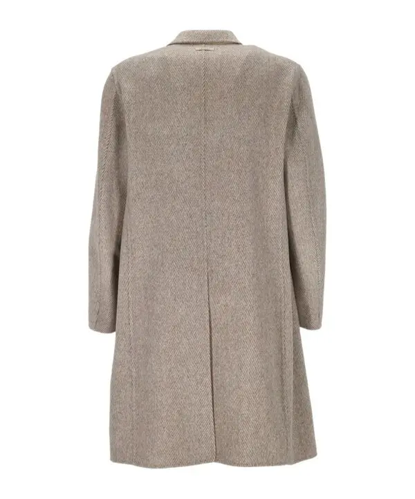 LARDINI Herringbone Logo Plaque Coat - Gray