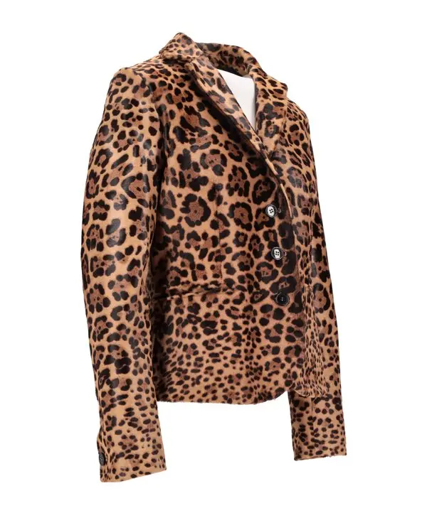 Lela Rose Long-sleeved Leopard-print Leather Jacket